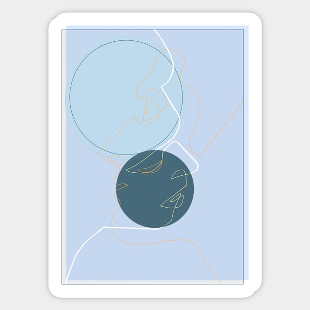 Abstract Face - Continuous Line - Sticker | TeePublic